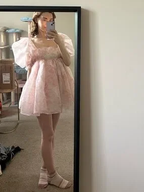 Selkie | Dresses | Selkie Organza Puff Dress In Pink | Poshmark